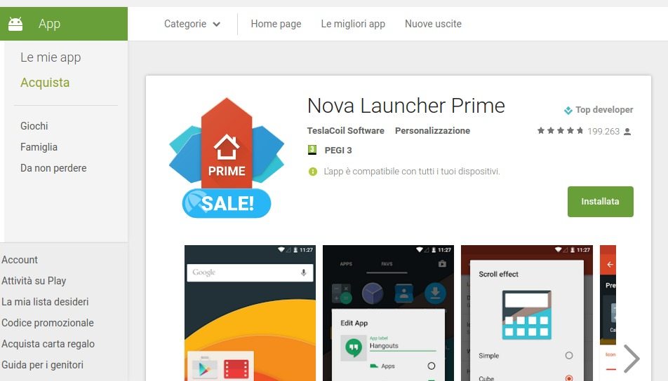 Nova Launcher Prime ora disponibile a 0,50 euro