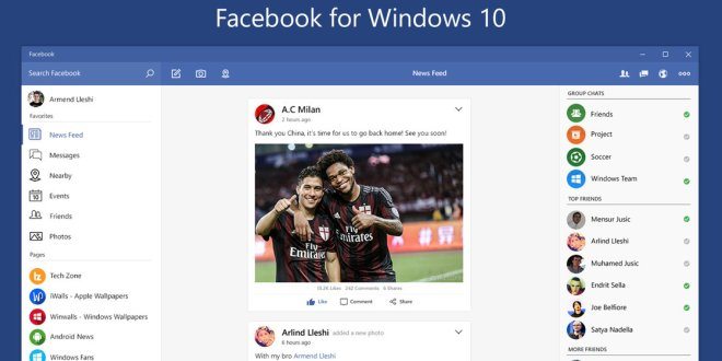 Facebook per Windows 10: ecco l'app ufficiale