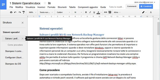 La Struttura documento in Google Docs - PC Professionale