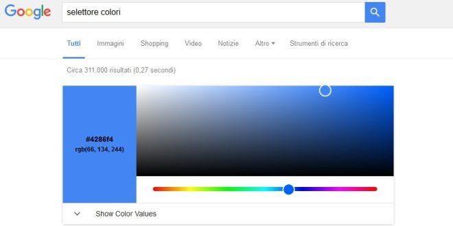 Google: dal motore di ricerca si selezionano i colori