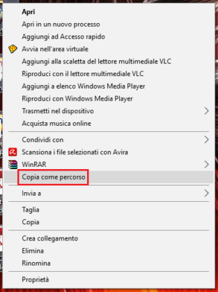Windows, come copiare il percorso di file e cartelle dal Menu Contestuale