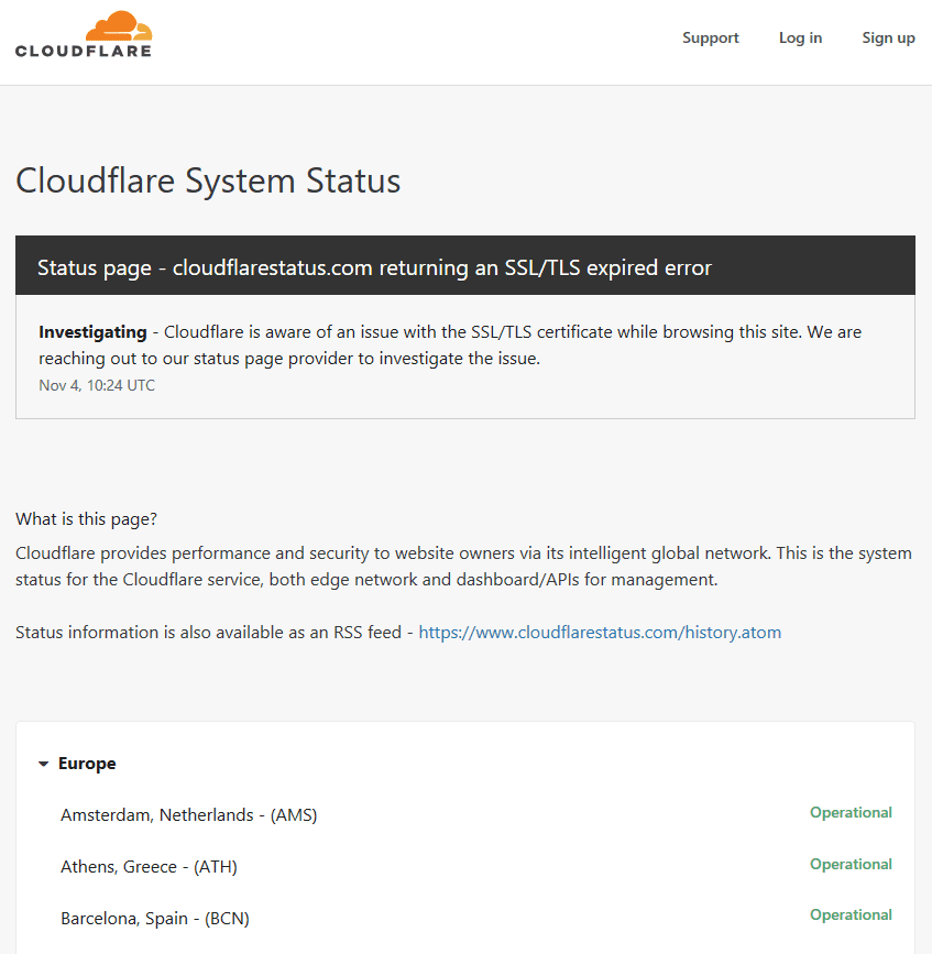 Controllare lo stato del network di Cloudflare con Cloudflare System Status