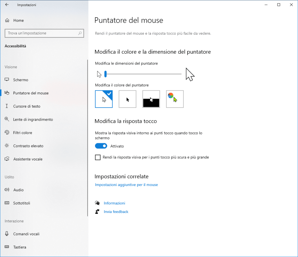 Personalizzare il colore del cursore del mouse in Windows