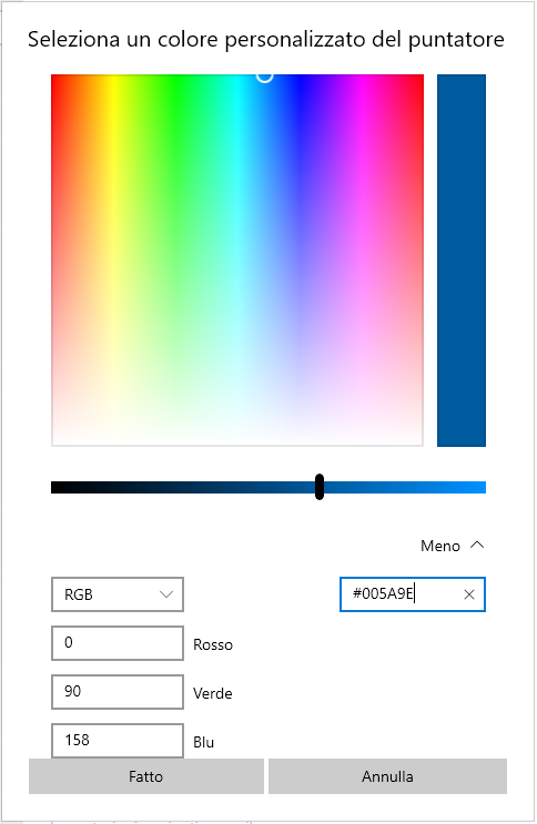 Personalizzare il colore del cursore del mouse in Windows