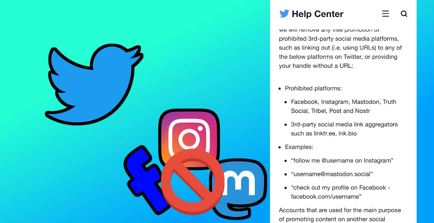 Twitter vieta di postare link che rimandano a altri social