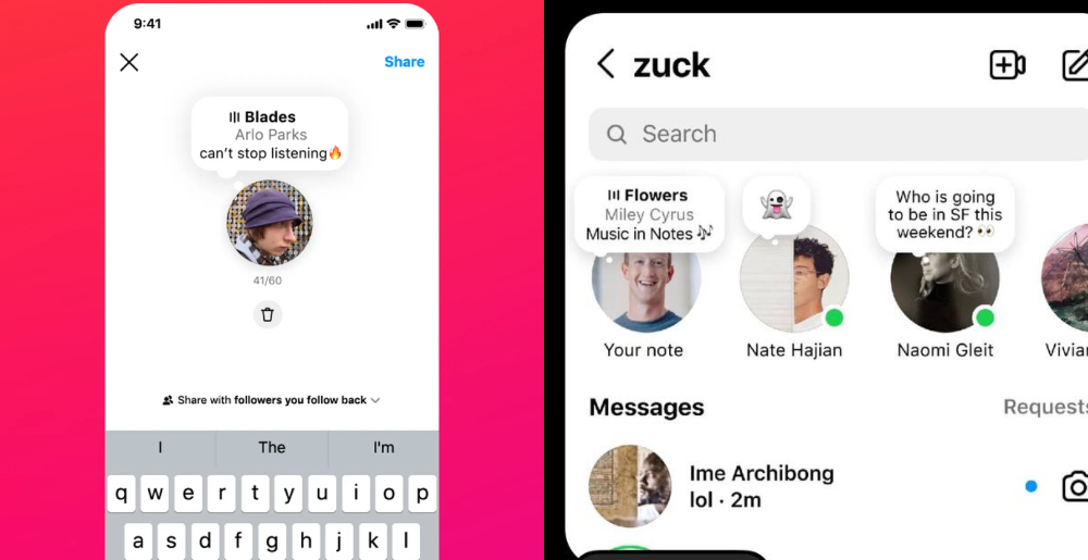 Instagram Note, ora puoi inserire la canzone che stai ascoltando