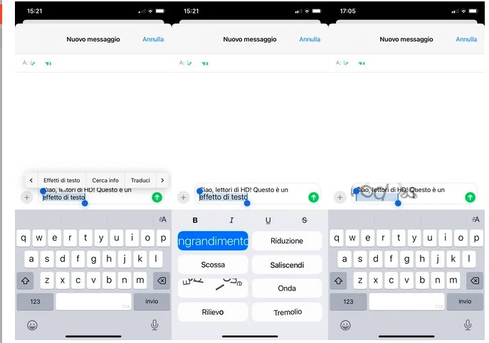 iOS 18, come usare i nuovi effetti di testo sui messaggi