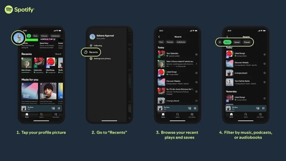 Spotify, cos’è la nuova sezione Recents e a cosa serve